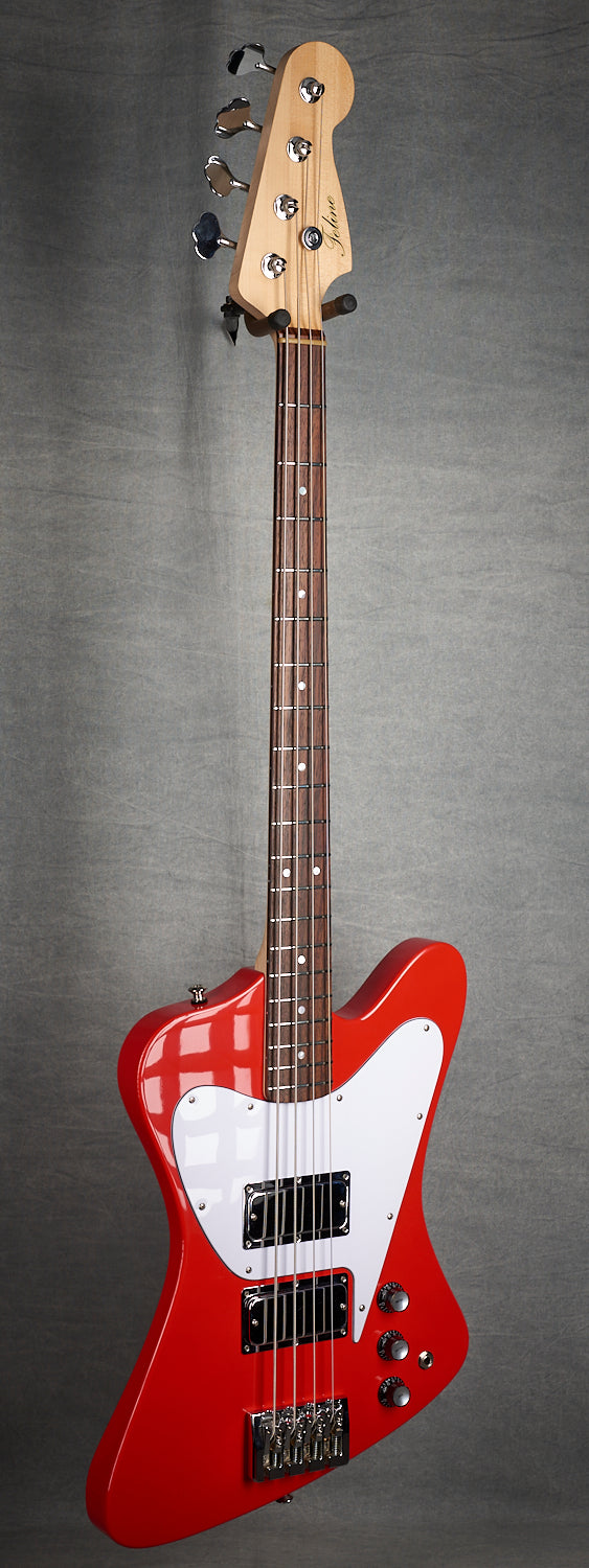 Thundercat-P Bass (inspired by John Entwistle ) Kasan Red – Feline Guitars